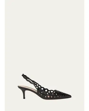 GIANVITO ROSSI 55mm Perforated Nappa Leather Slingback Pumps - Black