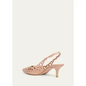 GIANVITO ROSSI 55mm Perforated Nappa Leather Slingback Pumps - Peach