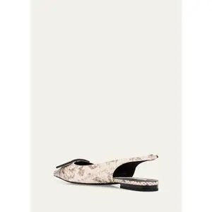 ROGER VIVIER Gommettine Snake-embossed Leather Slingback Flats