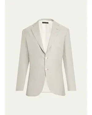 Brioni Wool Plume Plaid Single-breasted Sport Coat - Grey