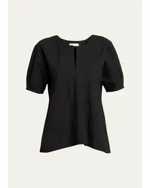 Proenza Schouler Tia Puff-sleeve Parachute Cotton Blouse