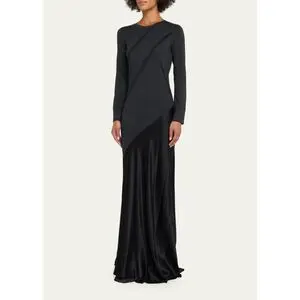 ZANKOV Agathe Wool & Silk Long-sleeve Gown