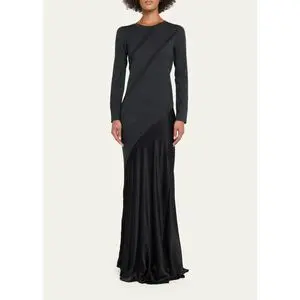 ZANKOV Agathe Wool & Silk Long-sleeve Gown