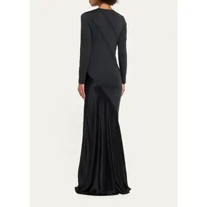 ZANKOV Agathe Wool & Silk Long-sleeve Gown