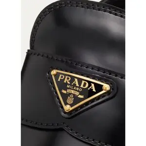 Prada 85mm Triangle Logo Leather Platform Loafers