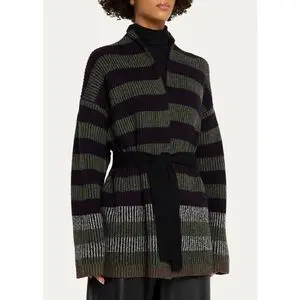 ZANKOV Paulina Striped Wool-cashmere Wrap Cardigan