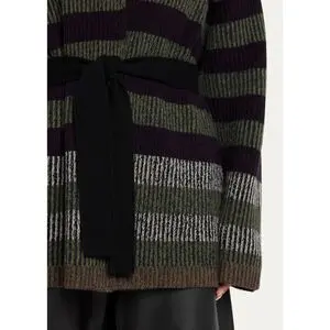 ZANKOV Paulina Striped Wool-cashmere Wrap Cardigan
