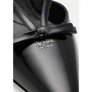 Prada 75mm Strappy Leather Slingback Pumps - Nero