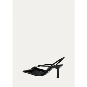 Prada 75mm Strappy Leather Slingback Pumps - Nero