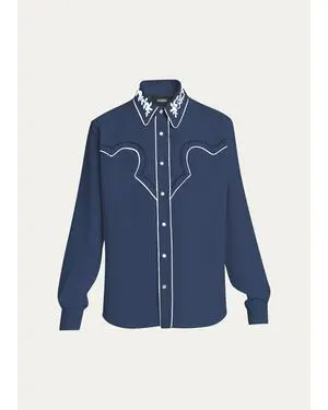 Amiri Embroidered-trim Western Shirt