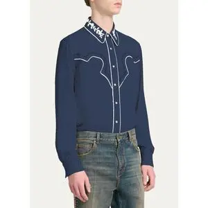 Amiri Embroidered-trim Western Shirt