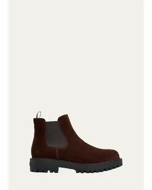 Prada Folder Suede Lug-sole Chelsea Boots