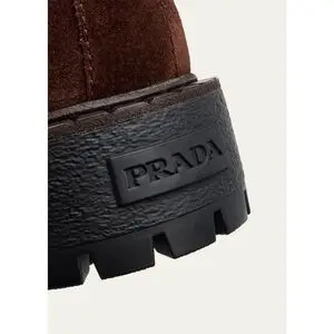Prada Folder Suede Lug-sole Chelsea Boots