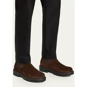 Prada Folder Suede Lug-sole Chelsea Boots