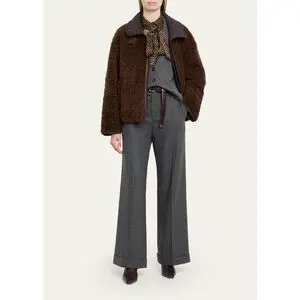 Brunello Cucinelli Curly Shearling Reversible Coat