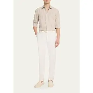 MAURIZIO BALDASSARI Linen Windowpane Check Button-down Shirt