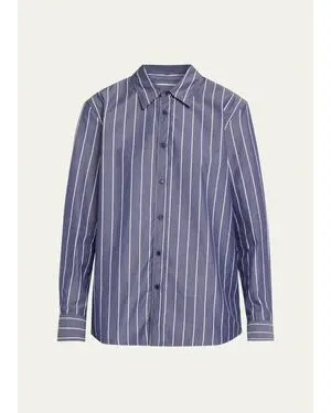 NILI LOTAN Raphael Classic Striped Button-down Shirt - Midnight