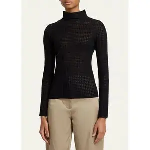 Proenza Schouler White Label Zella Check Merino Mock-neck Top