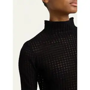 Proenza Schouler White Label Zella Check Merino Mock-neck Top