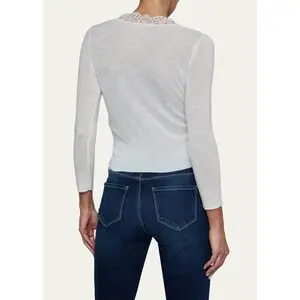 L'Agence Eluna Lace-trim Cardigan - Ivory