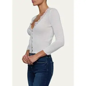 L'Agence Eluna Lace-trim Cardigan - Ivory