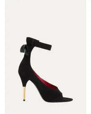 Valentino Garavani Suede Bow-back Stiletto Sandal Black