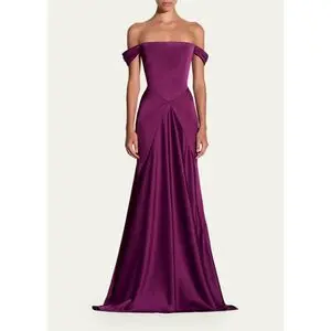 Alex Perry Off-the-shoulder Paneled Satin Crepe Gown