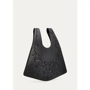 Simone Rocha Mini Laser-cut Shopper Tote Bag - Black