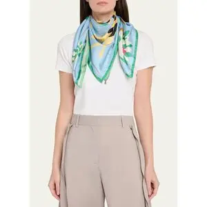 Loewe X Paula's Ibiza Frog-print Silk Scarf
