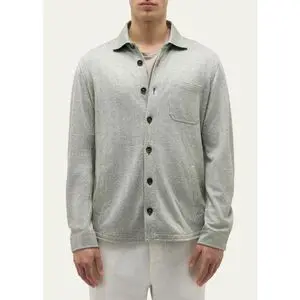MAURIZIO BALDASSARI Linen, Silk And Cotton Herringbone Overshirt - Green