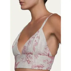 L'Agence Kaori Etoile-print Linen Bralette Top