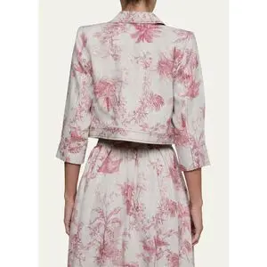 L'Agence Eda Cropped Etoile-print Linen Jacket
