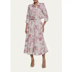 L'Agence Eda Cropped Etoile-print Linen Jacket