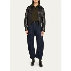 NILI LOTAN Aime Zipped Leather Bomber Jacket