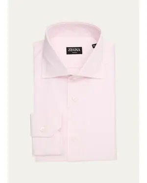 Zegna Micro-check Trofeo Cotton Dress Shirt - Pink
