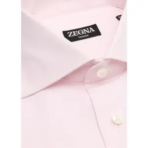 Zegna Micro-check Trofeo Cotton Dress Shirt - Pink