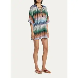 Missoni Short Lace-up Zigzag Coverup