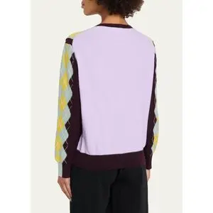 ZANKOV William Wool Argyle Colorblock Cardigan