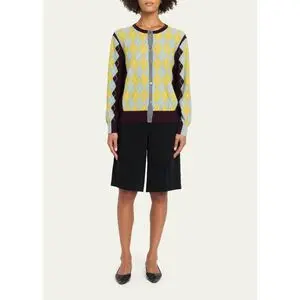 ZANKOV William Wool Argyle Colorblock Cardigan