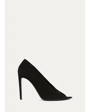 Valentino Garavani 105mm Open Toe Revele Suede Pumps - Nero