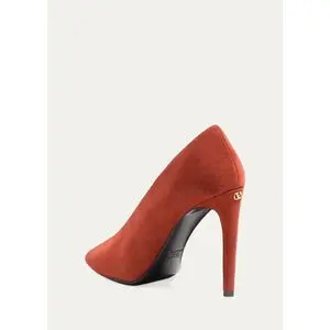 Valentino Garavani 105mm Open Toe Revele Suede Pumps - Rust Axg