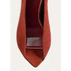 Valentino Garavani 105mm Open Toe Revele Suede Pumps - Rust Axg