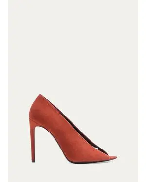Valentino Garavani 105mm Open Toe Revele Suede Pumps - Rust