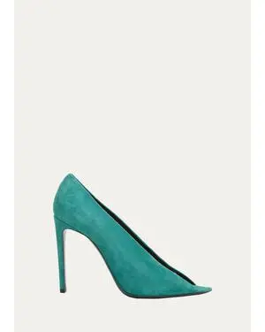 Valentino Garavani 105mm Open Toe Revele Suede Pumps - Teal
