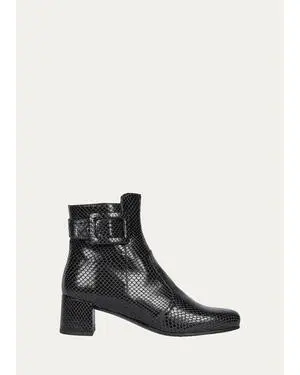 ROGER VIVIER Tres Vivier 45mm Snakeskin-embossed Leather Ankle Boots - Nero