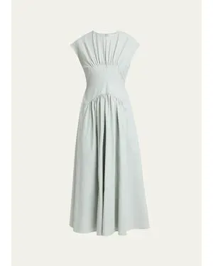 Proenza Schouler White Label Nyssa A-line Technical Cotton Dress - Jade