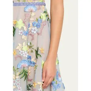 BRONX BANCO Saba Beaded Floral Applique Midi Dress