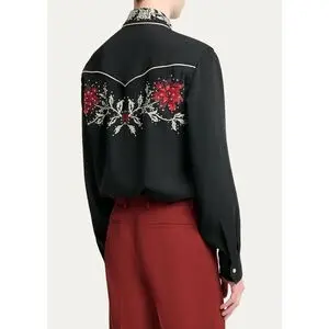 Amiri Flow Crystal-embellished Floral Dress Shirt