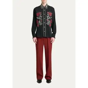 Amiri Flow Crystal-embellished Floral Dress Shirt