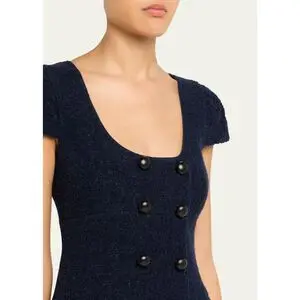 SELF-PORTRAIT Textured Boucle Mini Dress - Navy